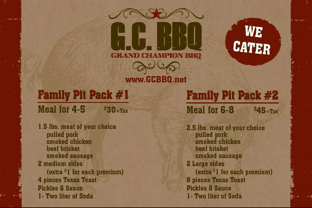 Menu at Grand Champion BBQ, Roswell, Shallowford Rd #168