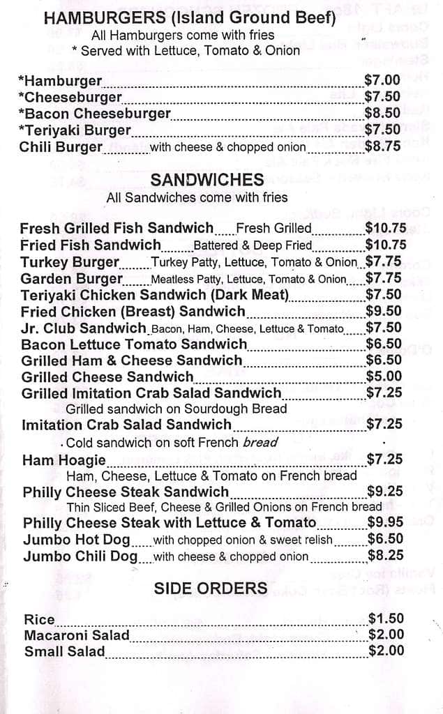 Menu at Harbor House pub & bar, Kailua-Kona