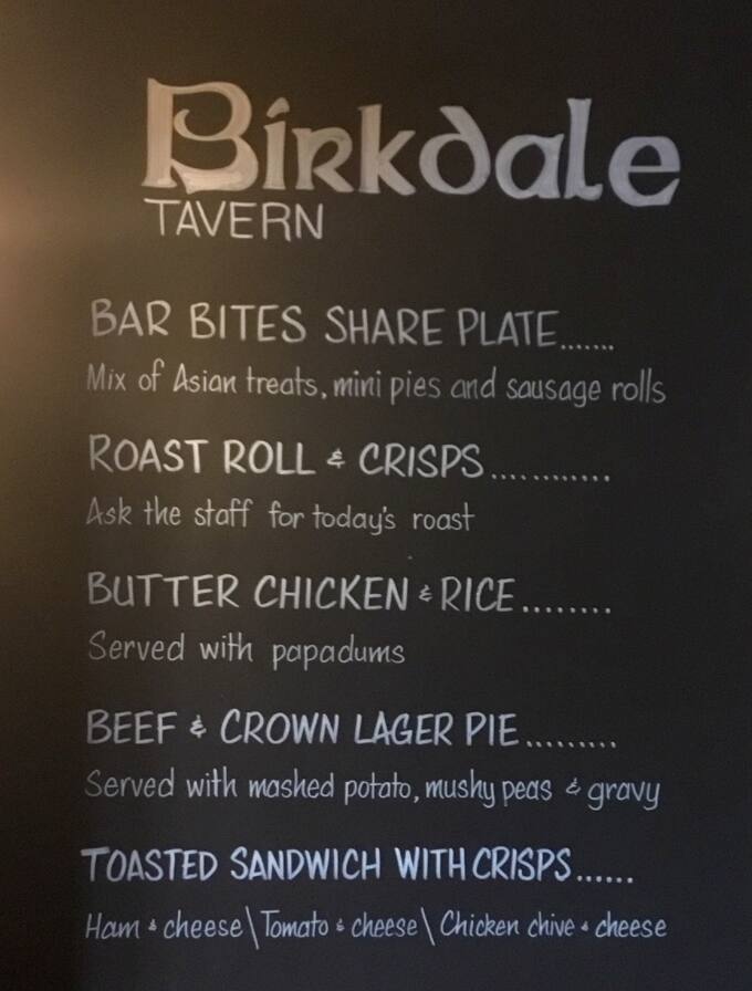 Menu At Birkdale Tavern Restaurant Birkdale