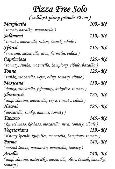 Menu at Restaurace Free Solo restaurant, Prague