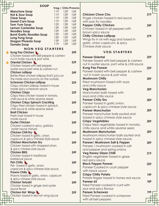 Menu of Chef Menu, Goregaon East, Mumbai