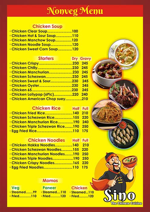 Menu of Sino The Chinese Cuisine, Sinhgad Road, Pune