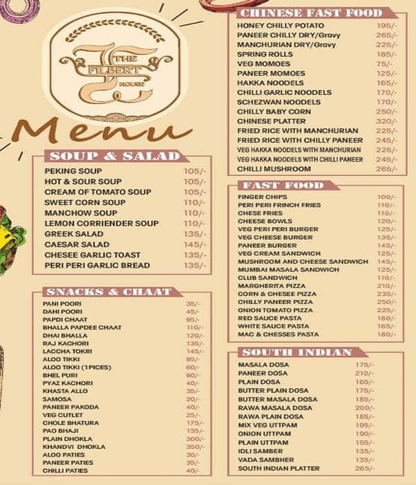 Menu of The Filbert House, Gomti Nagar, Lucknow