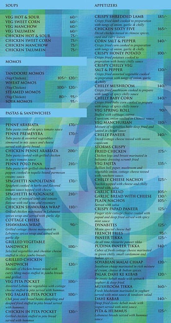 Storm Multi-Cuisine Restaurant Menu - Zomato