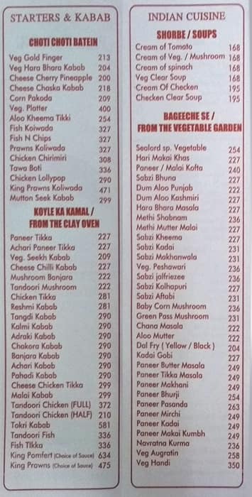 Menu at Sea Lord, Mumbai, Neelam Building