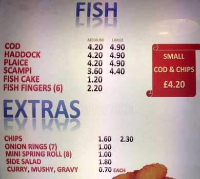 Menu at Wembley Bay restaurant, Wembley