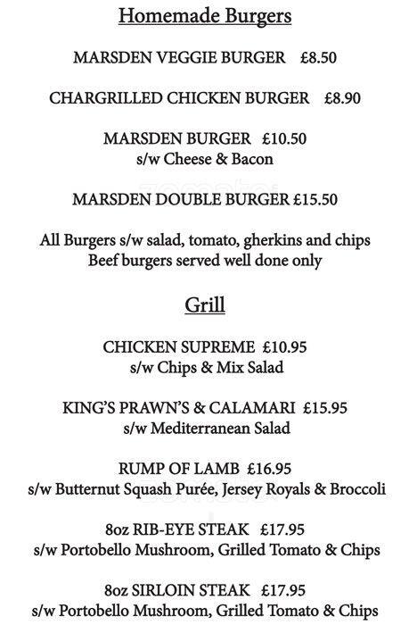 Marsden Bistro Menu, Menu for Marsden Bistro, Bethnal Green, London ...