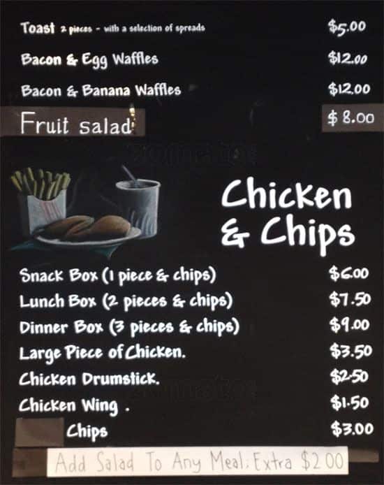 Menu at Mr Bun Cafe, Wellington, 141 Manners St