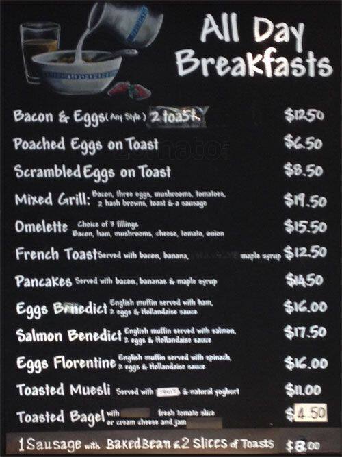 Menu at Mr Bun Cafe, Wellington, 141 Manners St