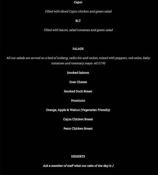 Menu at Black Fox pub & bar, Edinburgh
