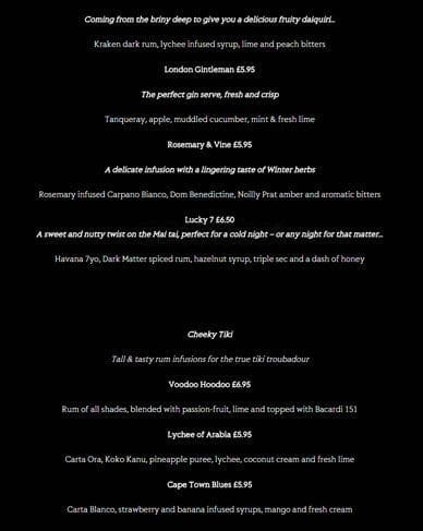 Menu at Black Fox pub & bar, Edinburgh