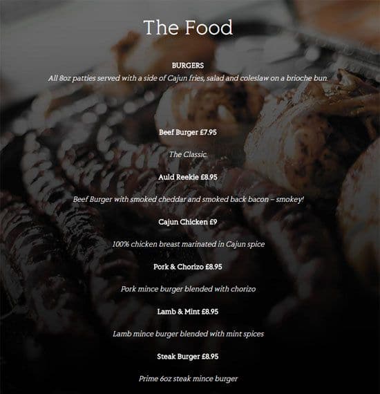 Menu at Black Fox pub & bar, Edinburgh