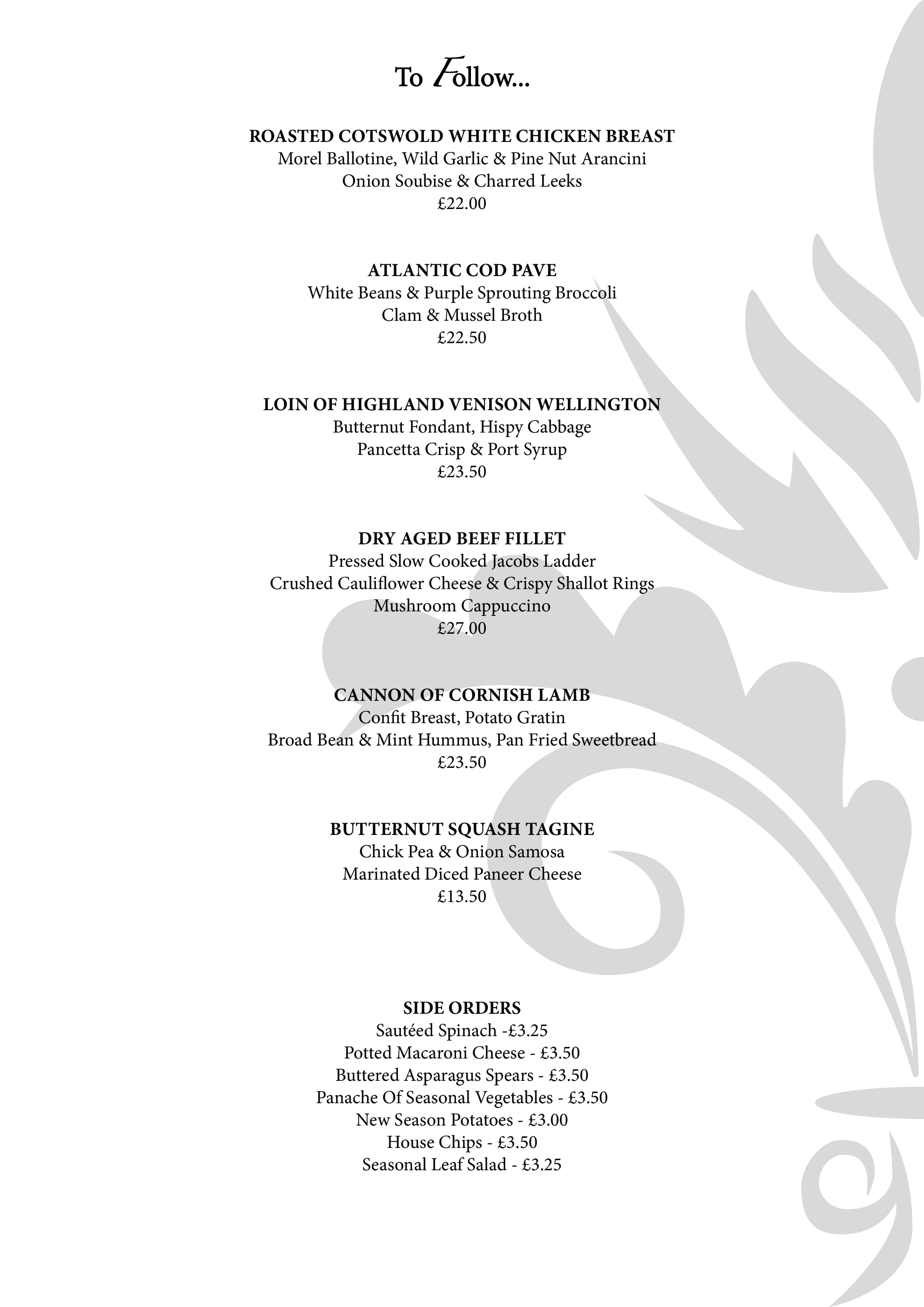 Menu at Coombe Abbey Hotel pub & bar, Coventry