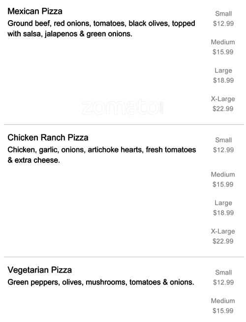 Menu at Pizza Mart Kent pizzeria, Kent, Military Rd S