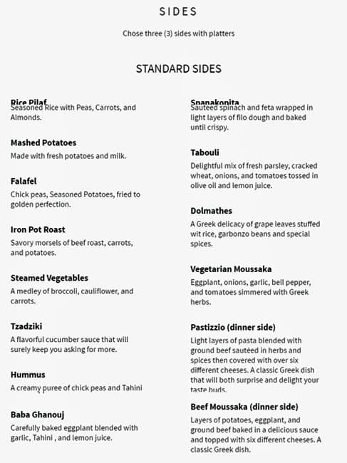 Menu at Tinos Greek Cafe, Austin, Brodie Ln