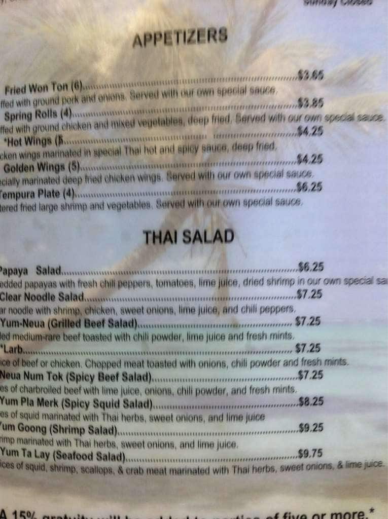 Menu at Lai Thai Restaurant, Bethany, NW 23rd St