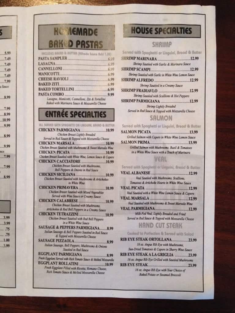 Menu at Prima Pasta restaurant, Early, 210 Early Blvd