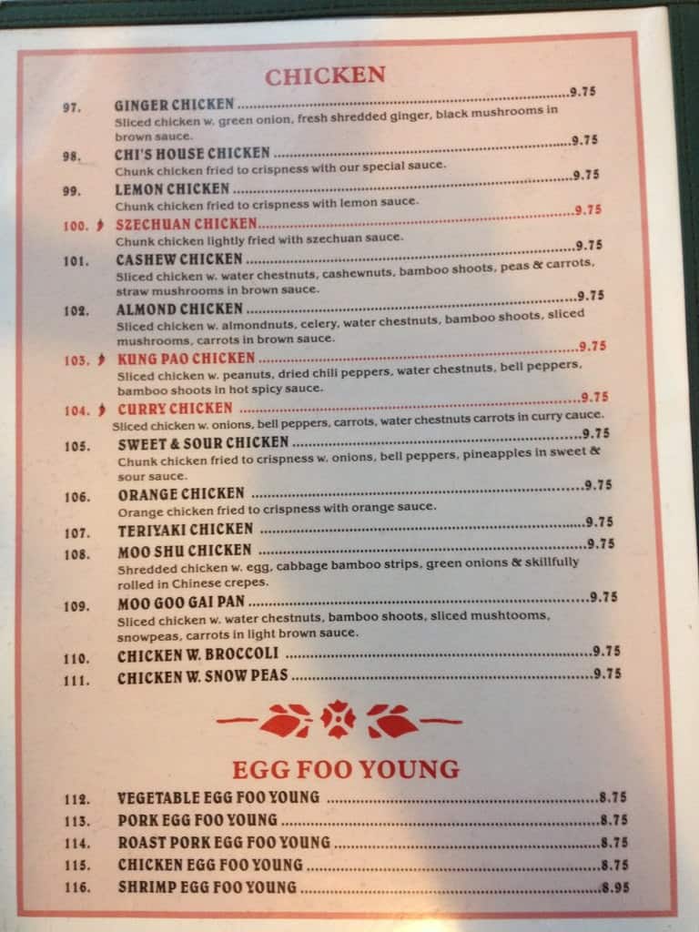 Chi Chis Restaurant Menu