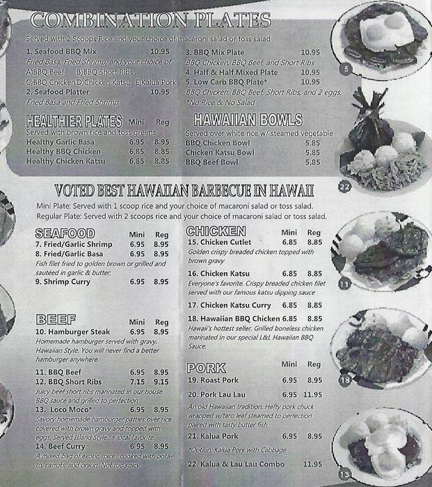 Menu at L&L Hawaiian Barbecue - DC, Daly City