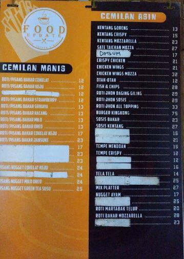 Menu at Food Updated cafe, Jakarta