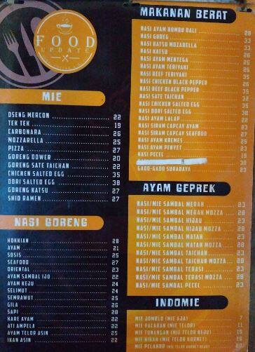 Menu at Food Updated cafe, Jakarta