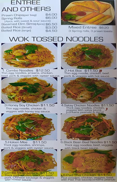 Menu at Top1 Noodle Bowl fast food, North Ipswich