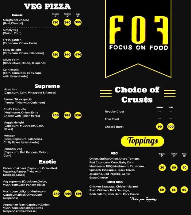 Menu at Focus on Food, Mumbai