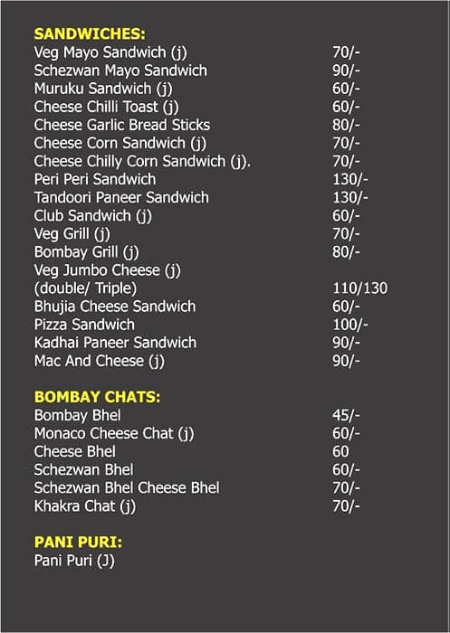 Menu at Rashi Sandwich corner, Coimbatore, 84