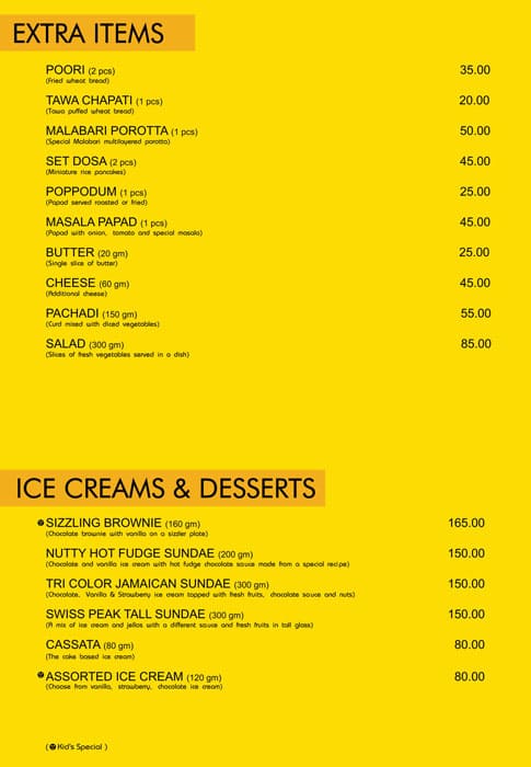 Menu at Sankalp Restaurant, Vadodara, The Plaza Complex