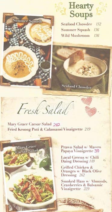 Carta de Mary Grace Cafe - SM City North EDSA, Ciudad Quezon