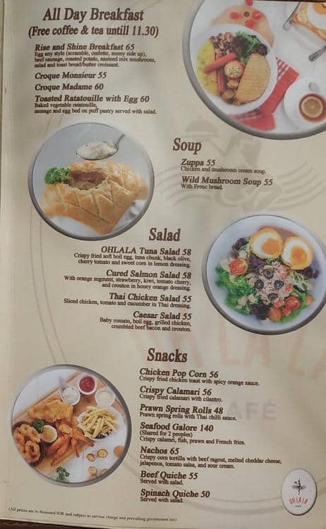 Menu at OHLALA cafe, Jakarta, Kota Kasablanka