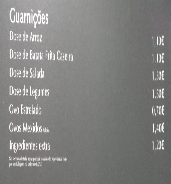 Menu at Pastelaria Doce Pecado cafeteria, Lisbon