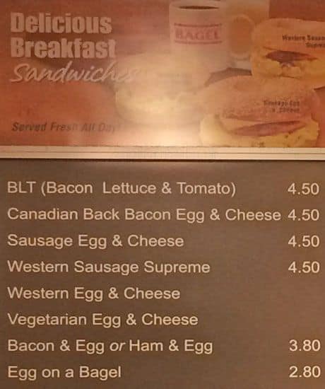 Menu at The Great Canadian Bagel, Ltd, Vaughan, Hwy 7 101