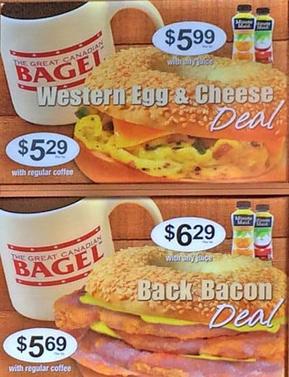 Menu at The Great Canadian Bagel, Ltd, Vaughan, Hwy 7 101