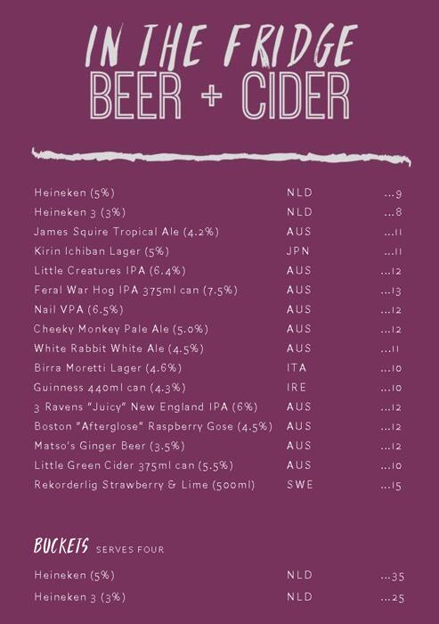 Menu at The Aviary Perth pub & bar, Perth