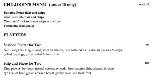 Menu at Max Seafood Restaurant, Broadbeach