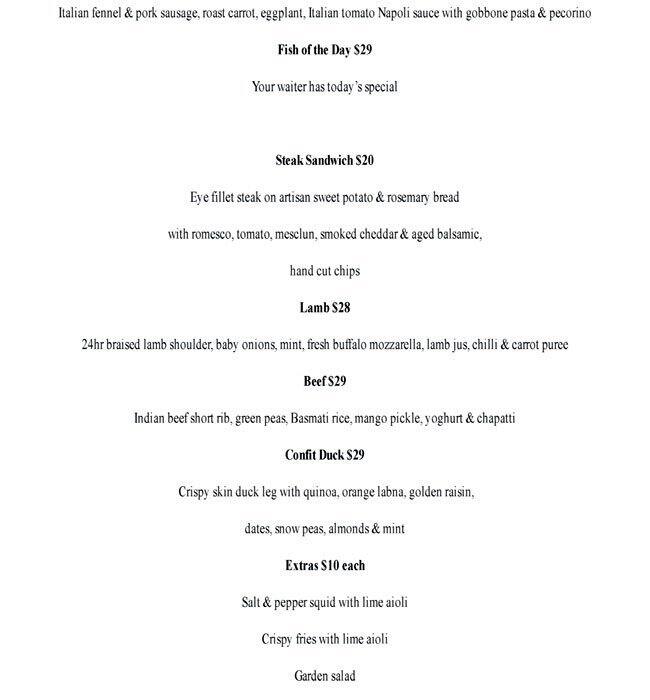 Menu at Providore Marina Mirage pub & bar, Main Beach, Marina Mirage ...