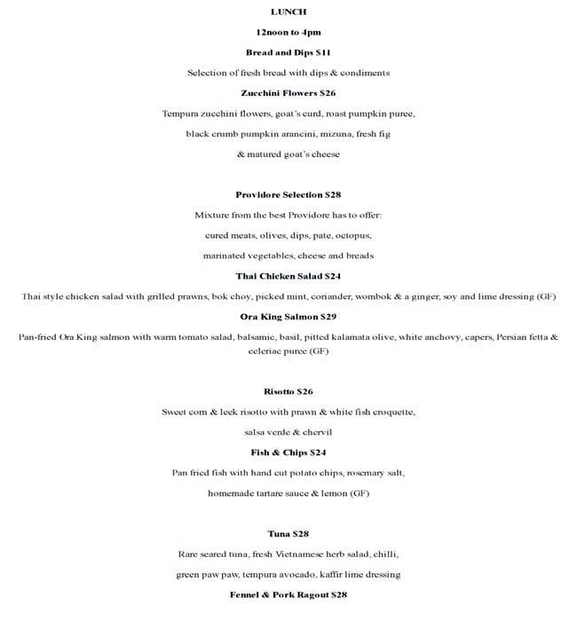 Menu at Providore Marina Mirage pub & bar, Main Beach, Marina Mirage ...