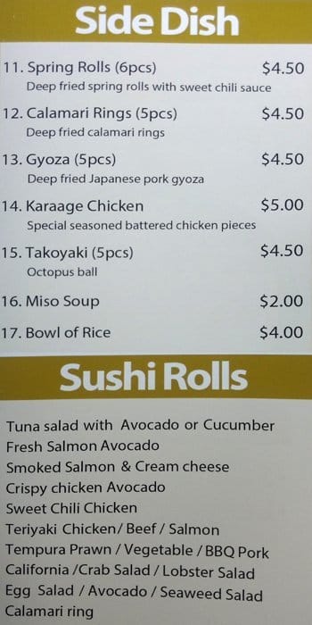 Menu at Sushi on Birkdale fast food, Birkdale