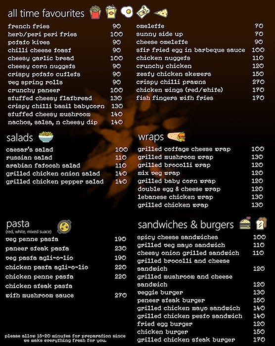 Menu of Fab Cafe, Rajarajeshwari Nagar, Bangalore