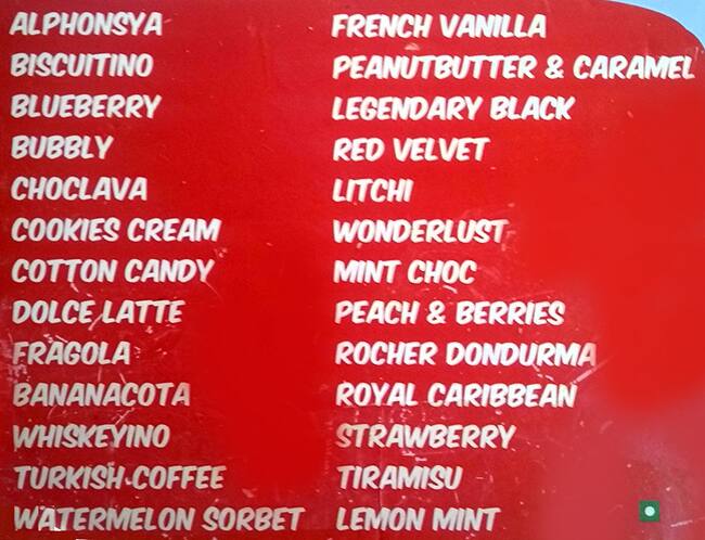 Menu of Twisting Scoops, Kondapur, Hyderabad