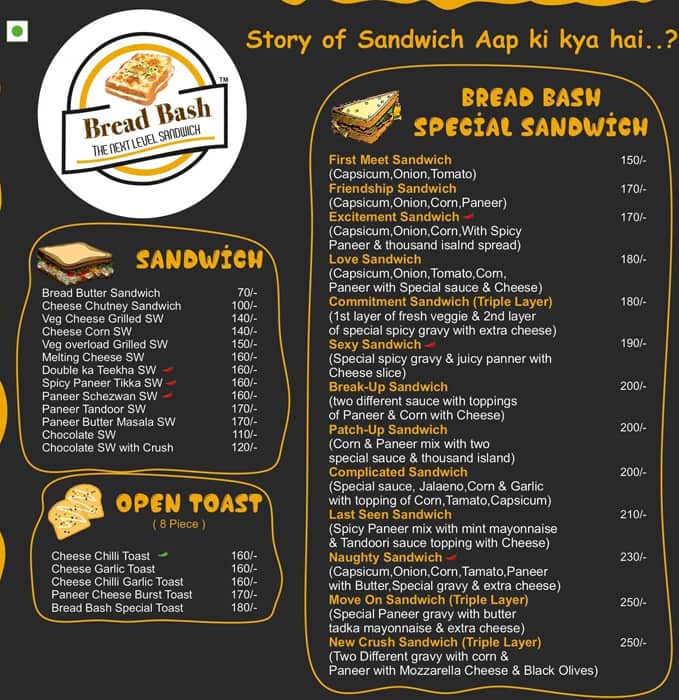 Menu of Bread Bash, Hinjawadi, Pune