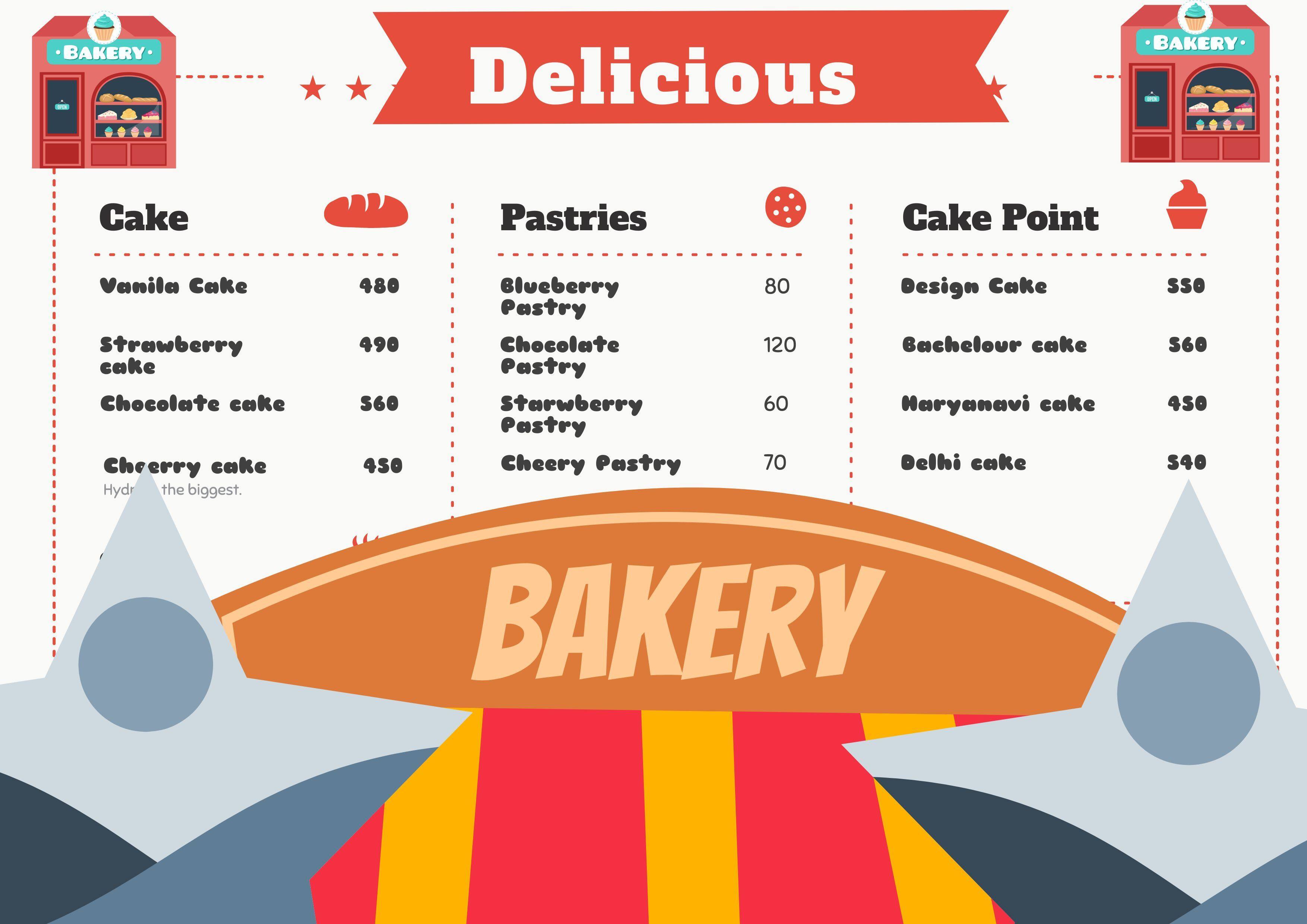 Menu of Delicious Cake Bakery, Sector 31, Faridabad