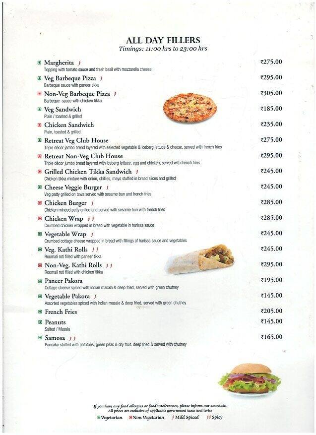 Menu at Silver Spoon, Agra