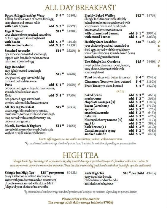 Shingle Inn Menu, Menu for Shingle Inn, Mindarie, Perth - Urbanspoon/Zomato