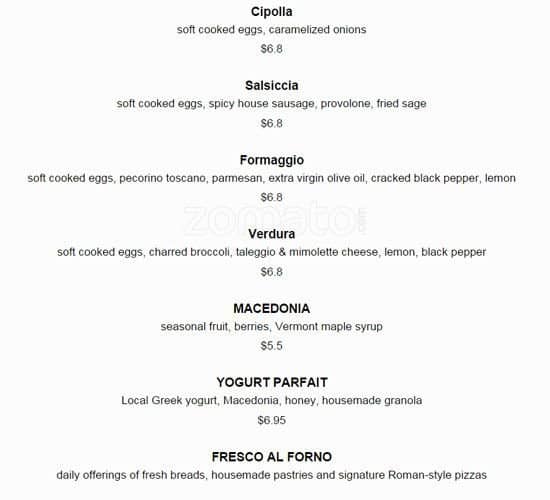 Menu at Sullivan Street Bakery and Pizza, West New York, 236 9th Ave