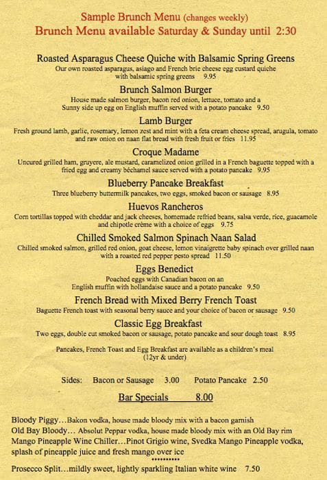 Menu at Chestnut Grill & Sidewalk Cafe, Philadelphia