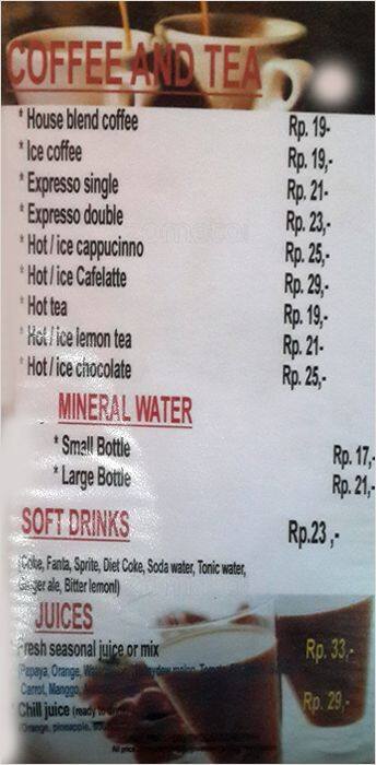 Menu at The Sunset Hut pub & bar, Mengwi