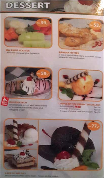 Menu at The Sunset Hut pub & bar, Mengwi