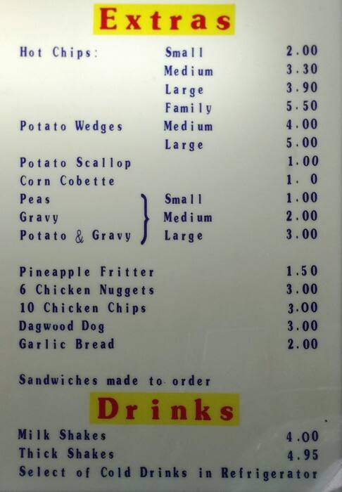 Menu at Wellington Country Chicken fast food, Wellington Point